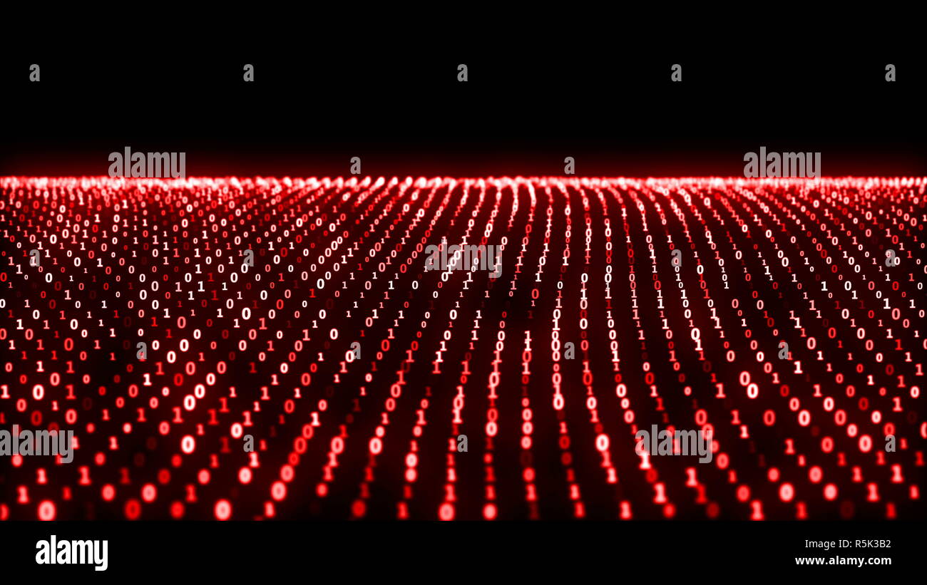Abstract Animation Of The Binary Code Waves With Binary Digits 1 And 0 And Motion Binary Code On