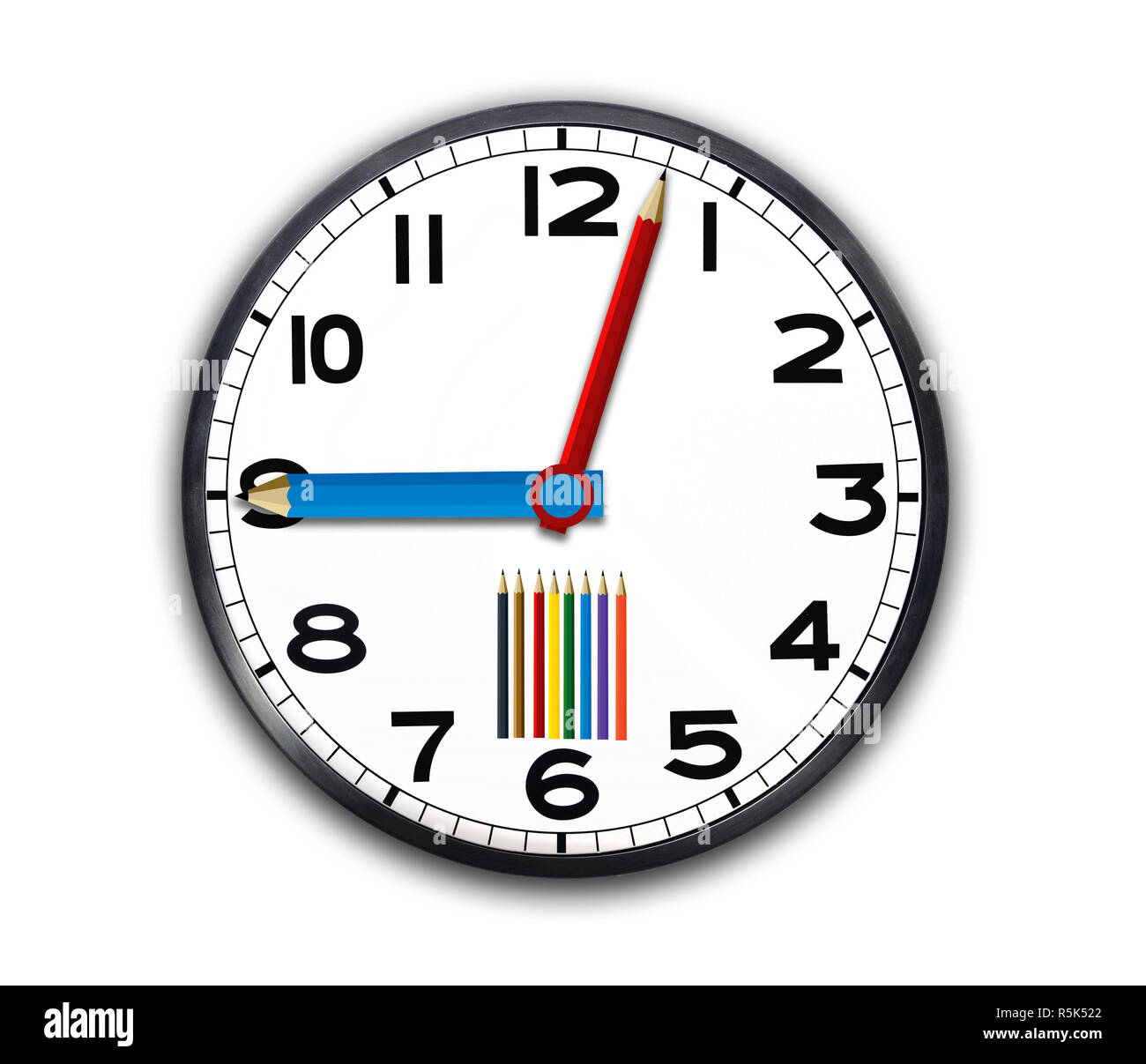 Clock with pencils, back to school concept Stock Photo - Alamy