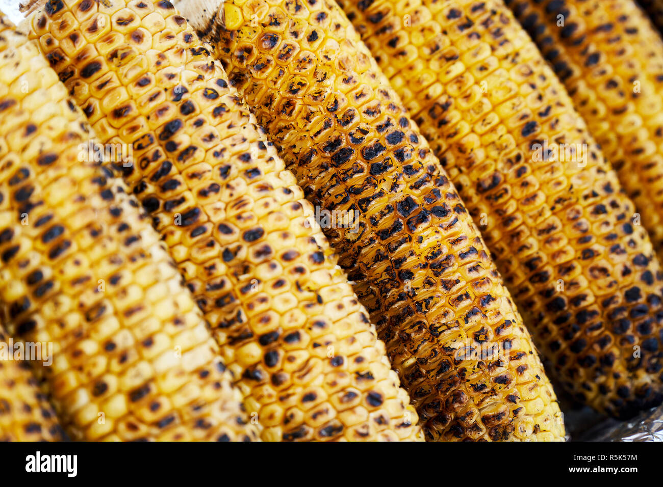 row of rosted corn cob Stock Photo - Alamy