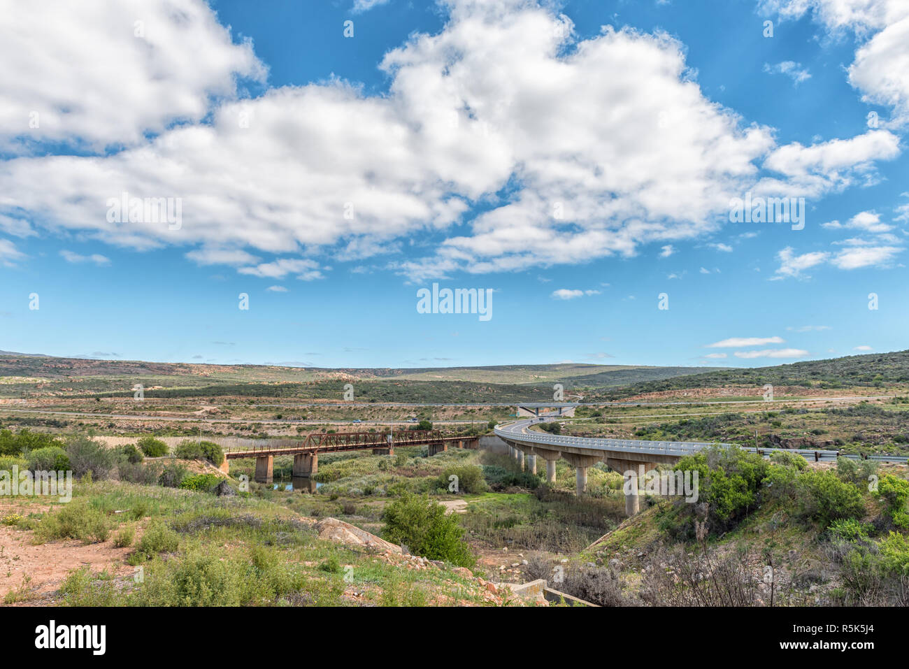 The road interchange on road N7 at Clanwilliam. The old road bridge is ...