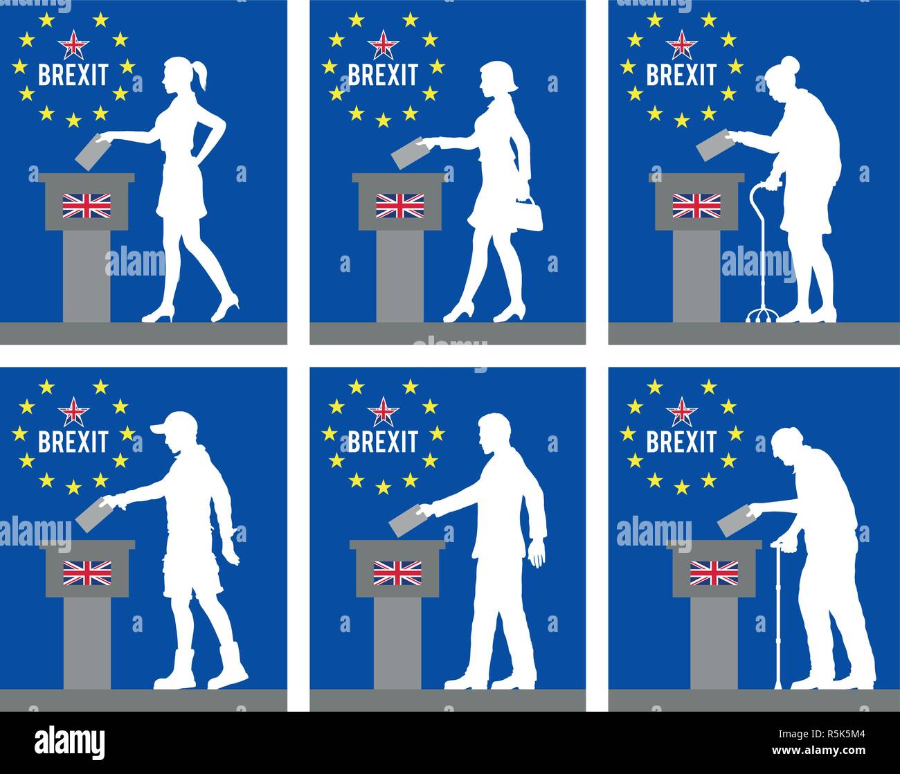 United Kingdom citizens voting for Brexit in Britain. All the ...