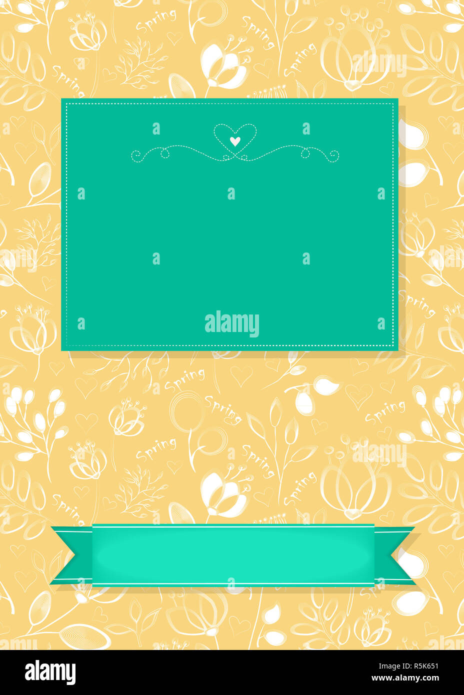 Floral greeting card with banners for custom text Stock Photo - Alamy