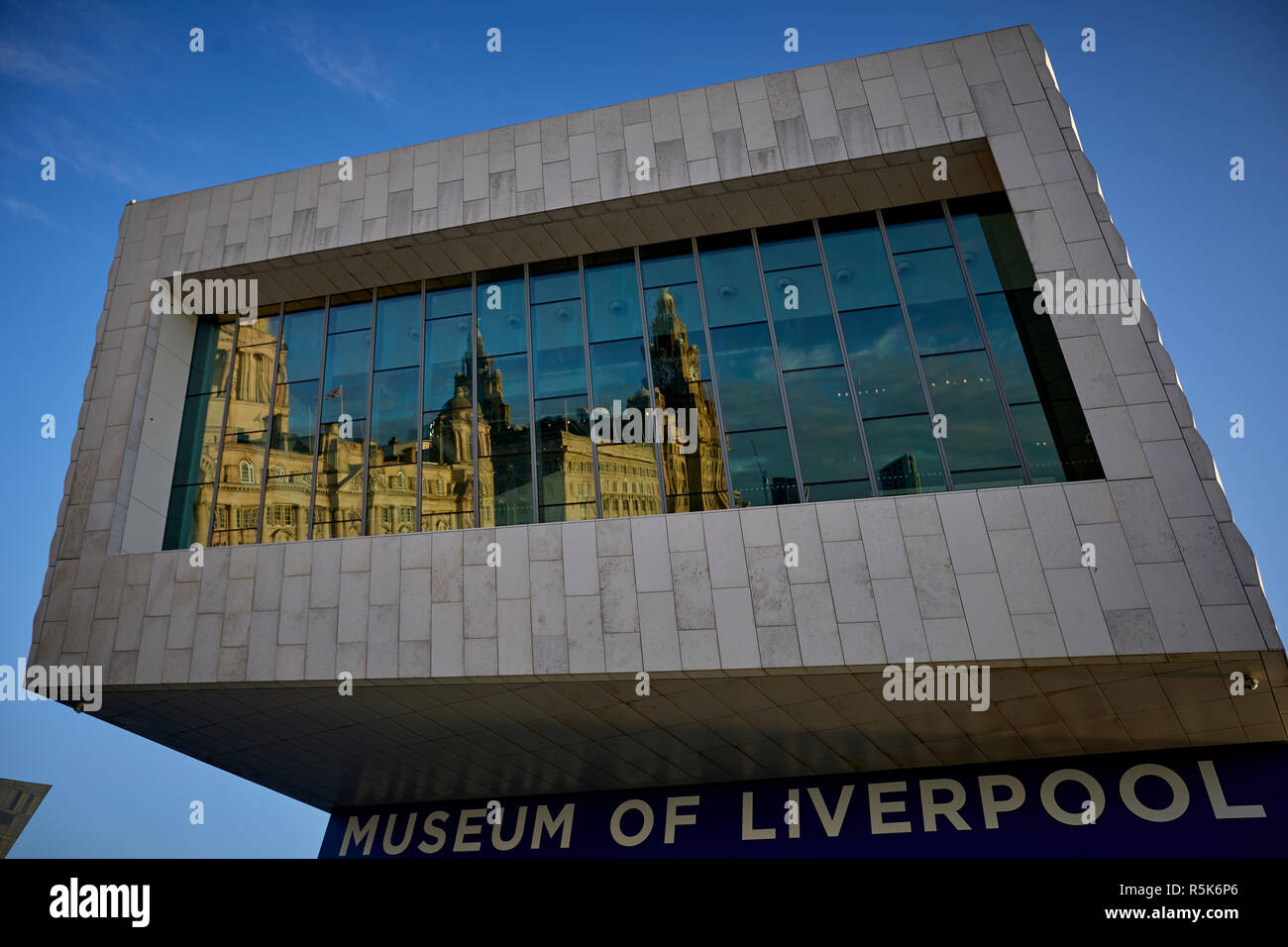 Pier Head Liverpool Waterfront Museum of Liverpool reflection in window ...