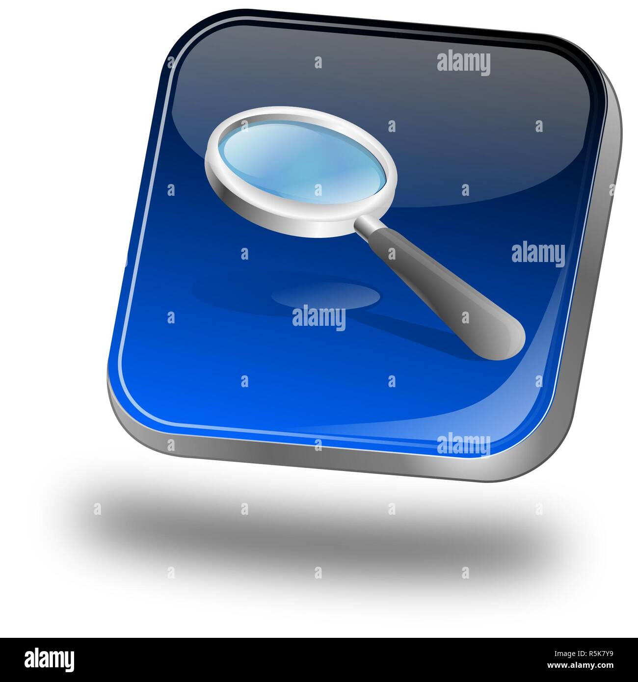 blue magnifying glass button - 3D illustration Stock Photo - Alamy