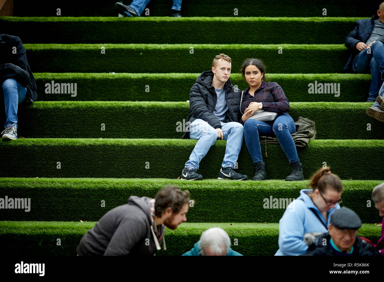 Liverpool city centre Liverpool One artificial grass cover steps ...