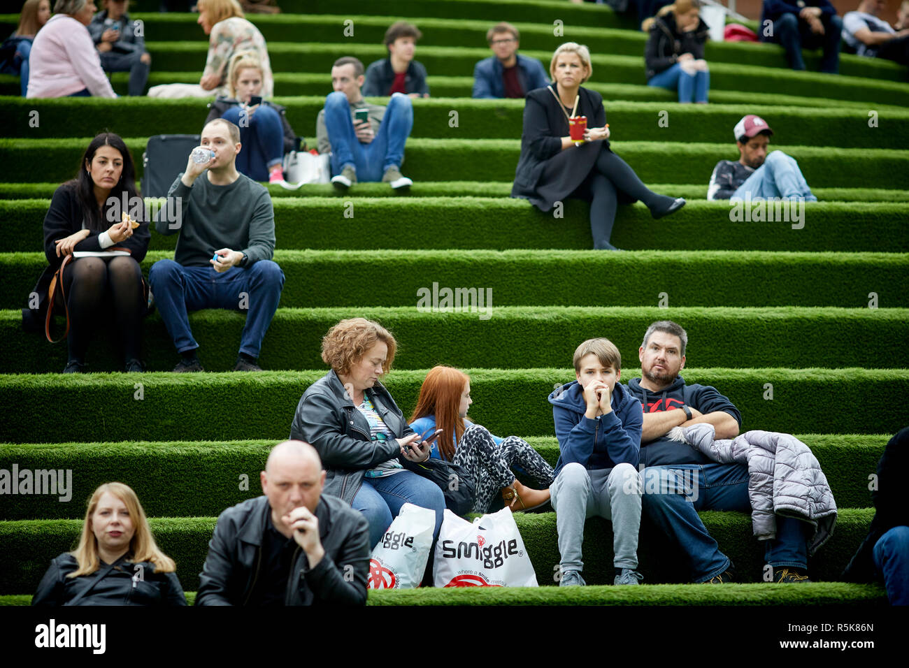 Liverpool city centre Liverpool One artificial grass cover steps ...