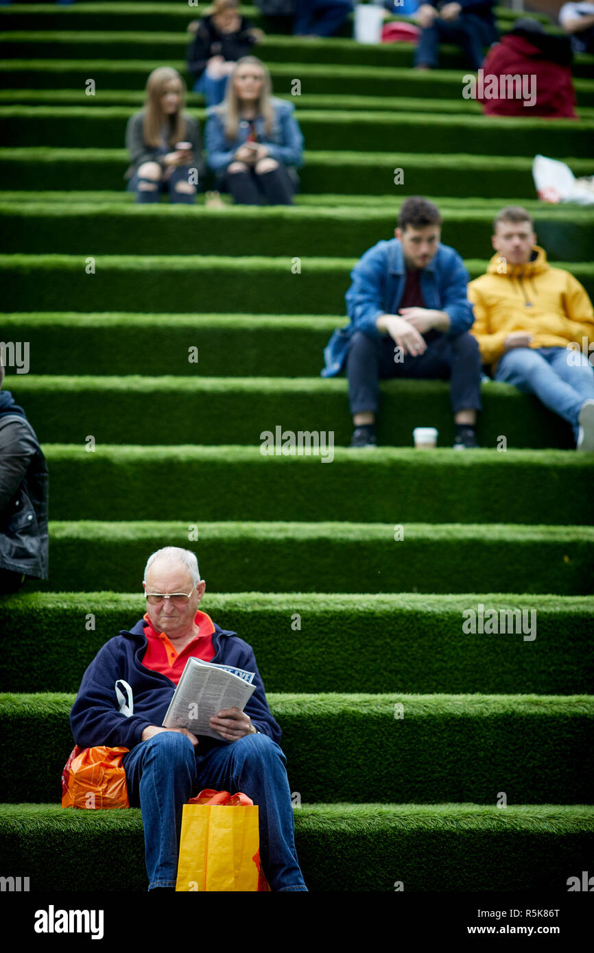 Liverpool city centre Liverpool One artificial grass cover steps ...