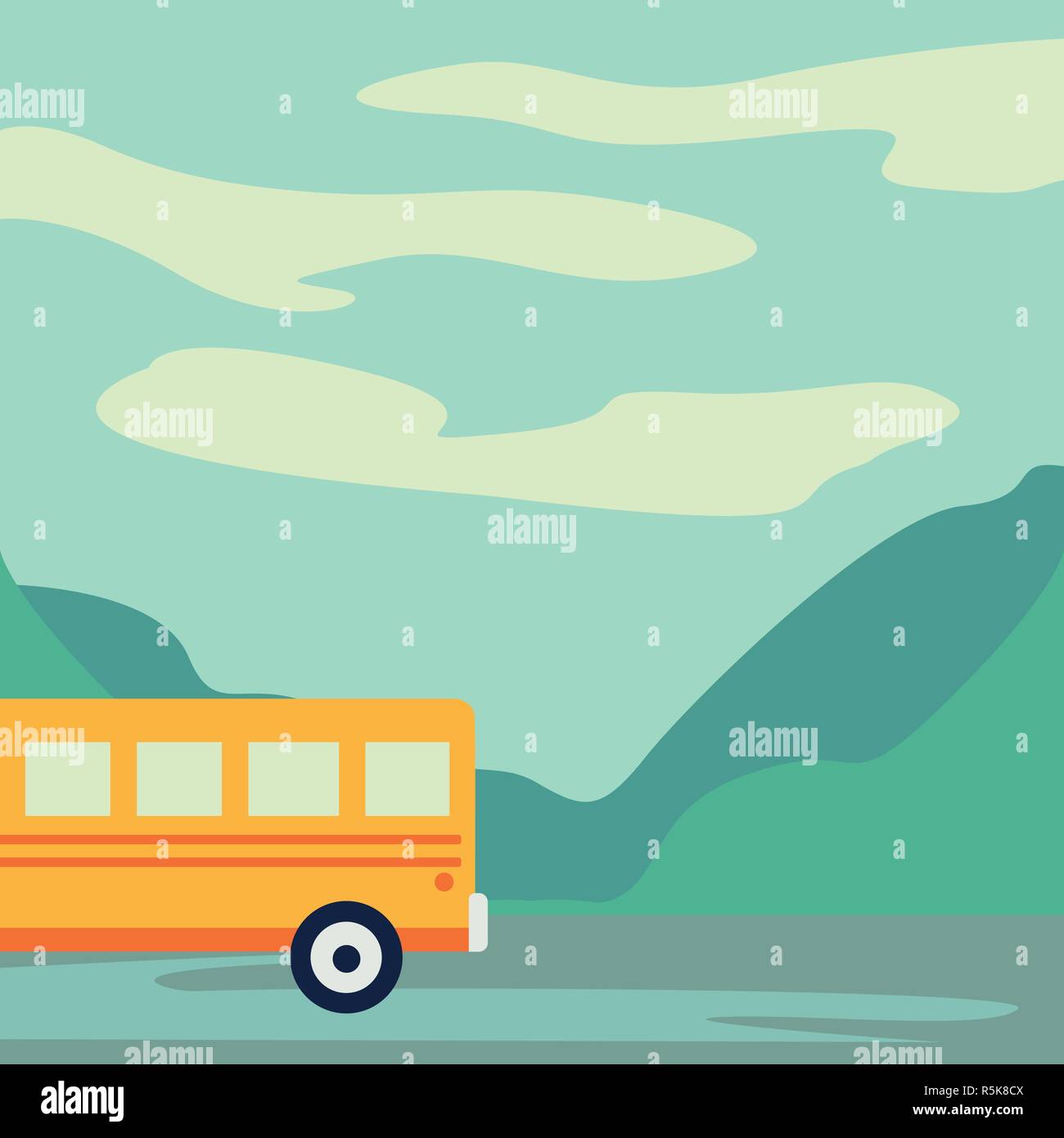 Excursion bus on highway. Tourist bus leaving the city vector ...