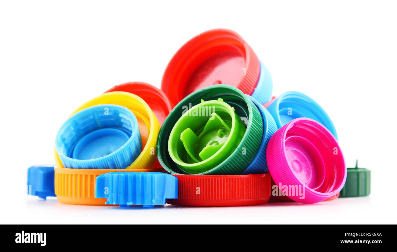 Composition with plastic bottles caps Stock Photo - Alamy