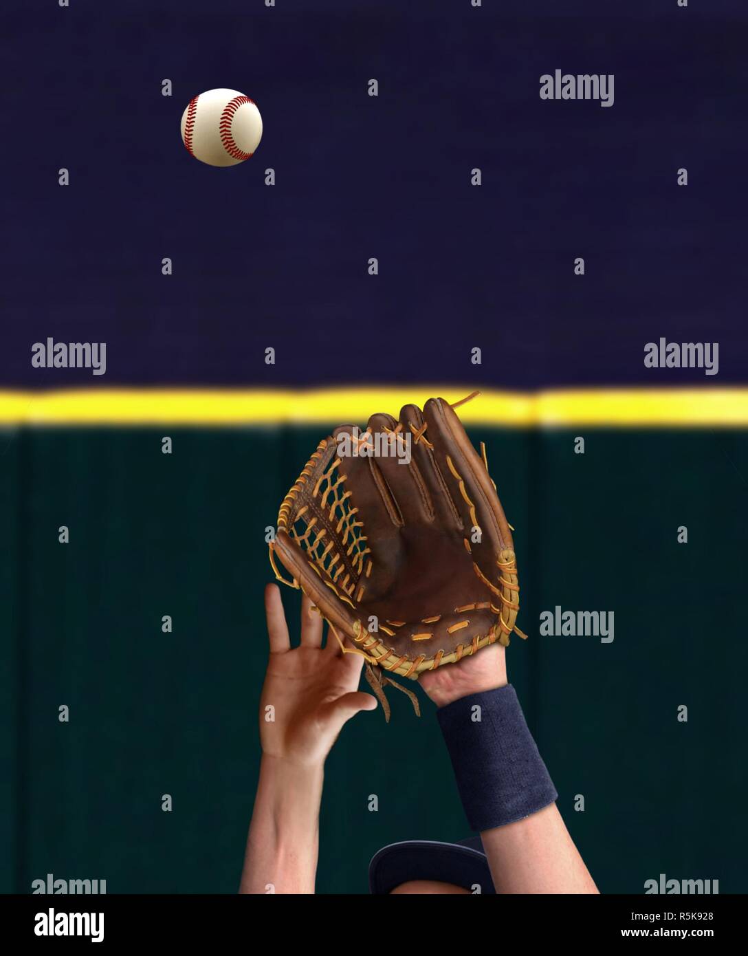 Outfielder hand catching baseball Stock Photo - Alamy