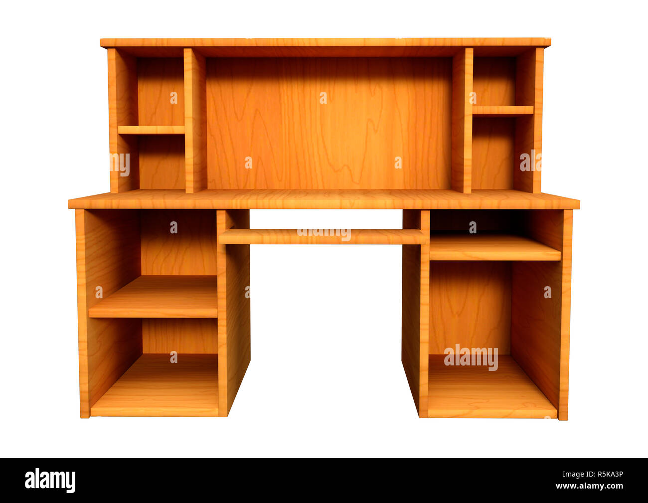 3D Rendering Wooden Desk on White Stock Photo - Alamy