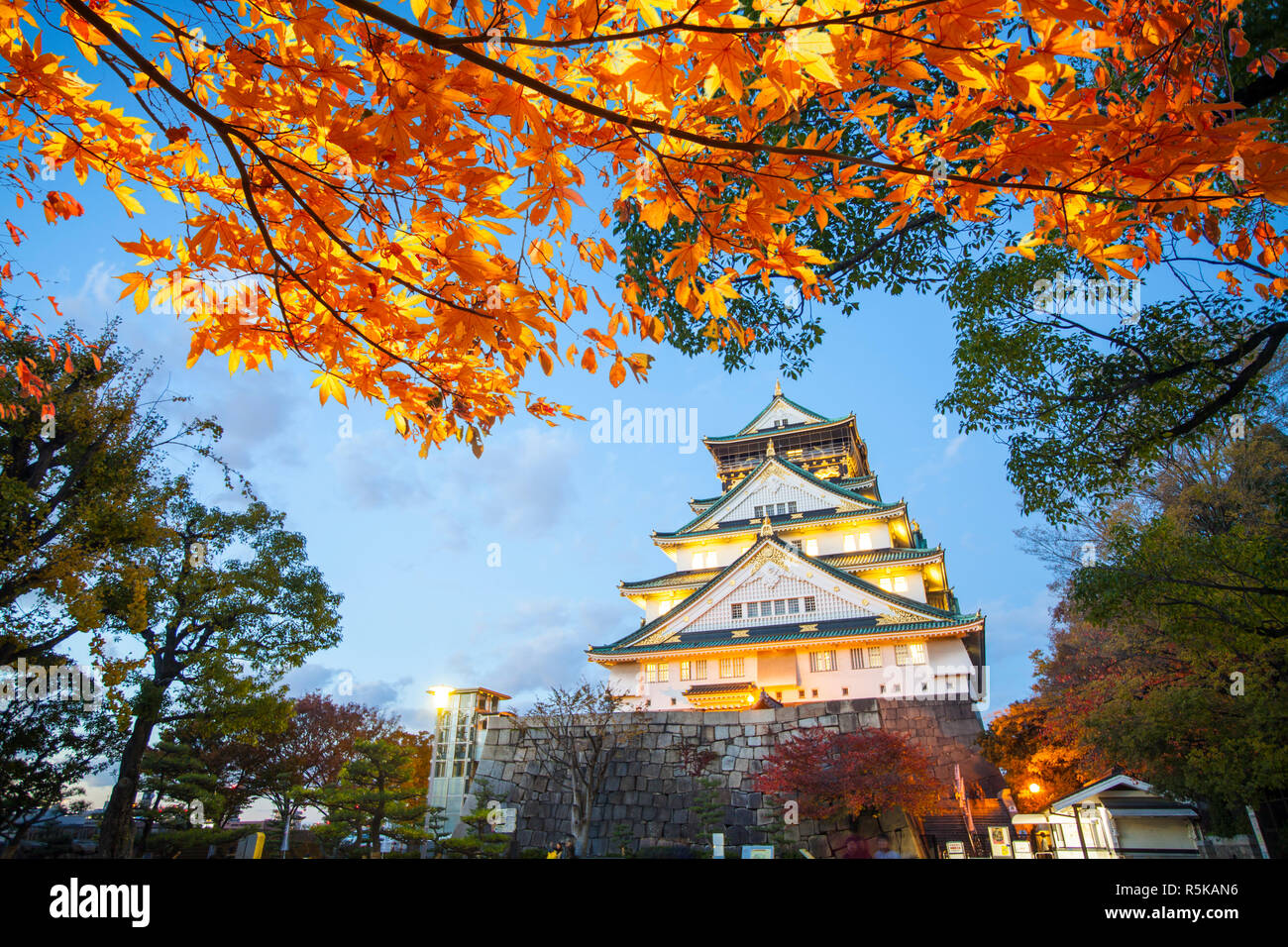 beautiful Osaka Castle in Osaka with nice background, Japan Stock Photo ...