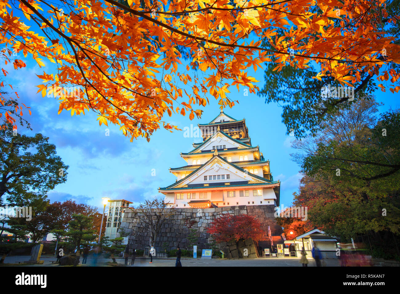 beautiful Osaka Castle in Osaka with nice background, Japan Stock Photo ...