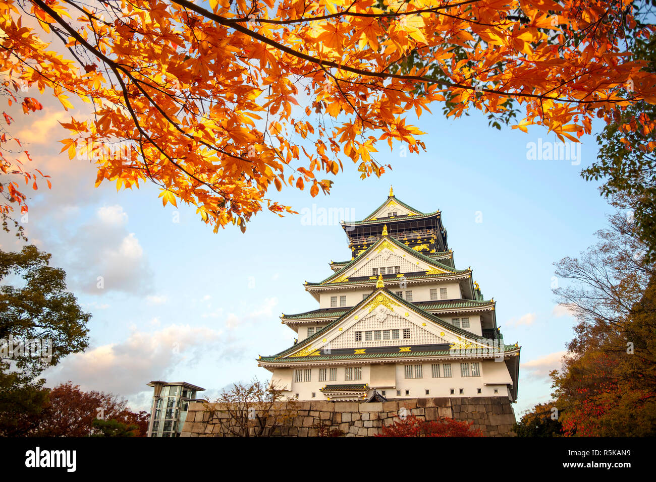 beautiful Osaka Castle in Osaka with nice background, Japan Stock Photo ...