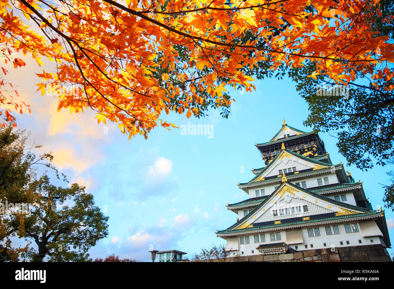 beautiful Osaka Castle in Osaka with nice background, Japan Stock Photo ...