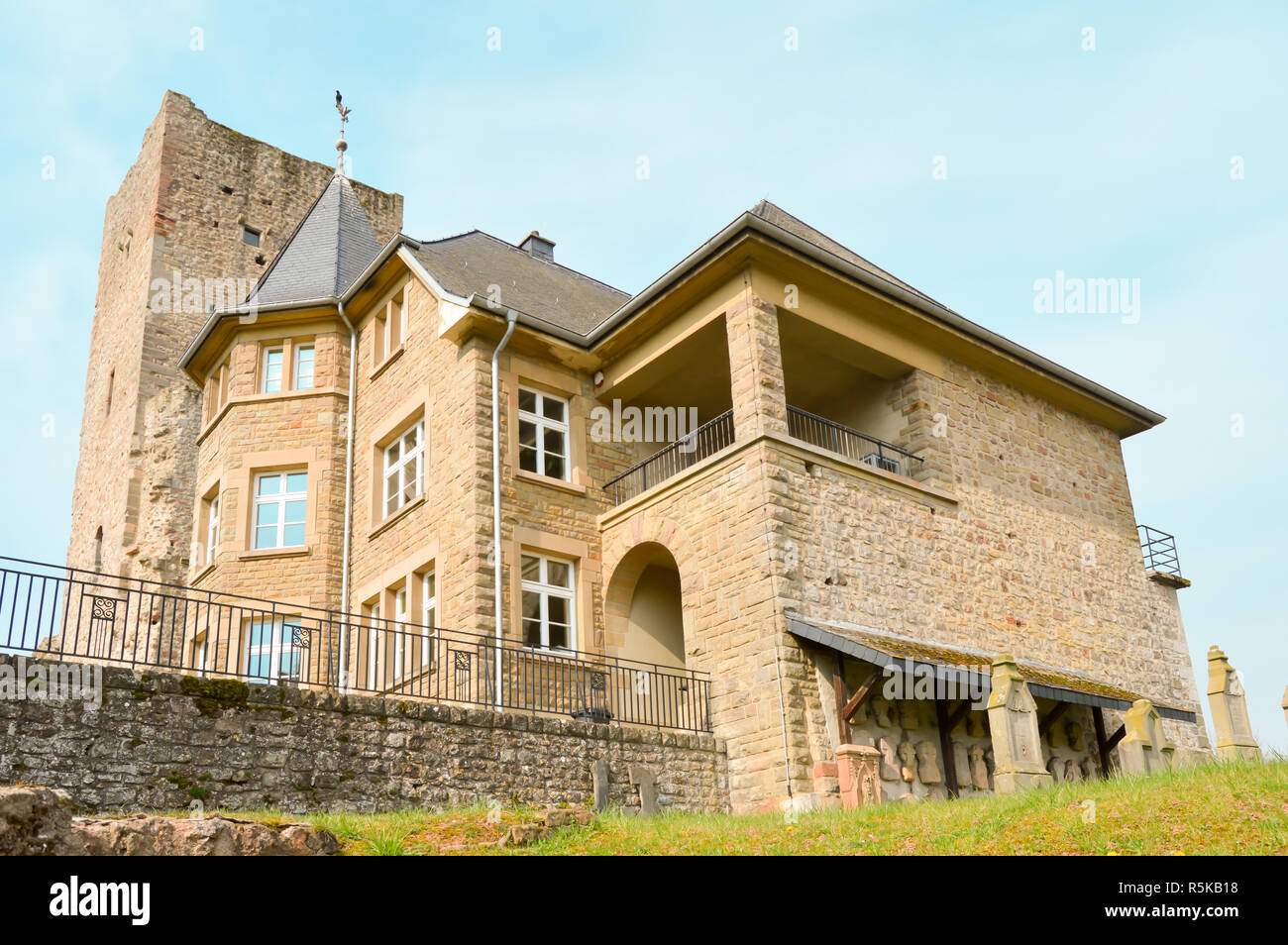 Part of renovation of the castle of useldange Stock Photo - Alamy
