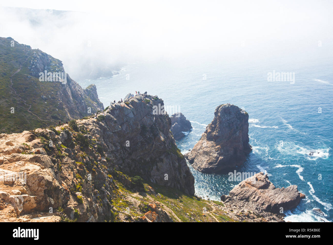 Beautiful aerial vibrant view of Capo Da Roca, the most western point ...