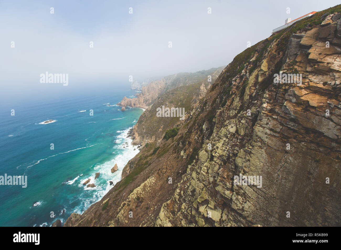 Beautiful aerial vibrant view of Capo Da Roca, the most western point ...