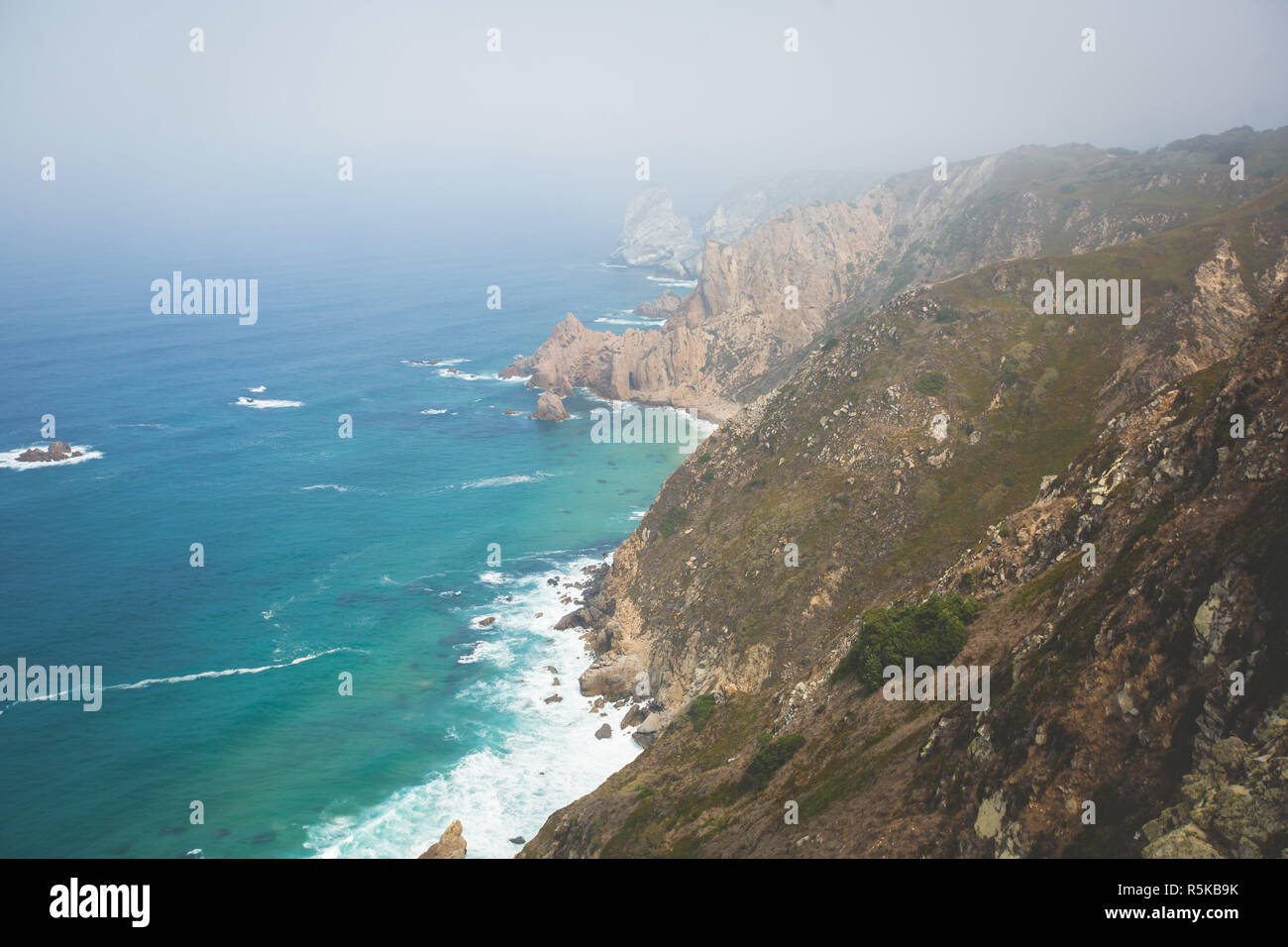 Beautiful aerial vibrant view of Capo Da Roca, the most western point ...