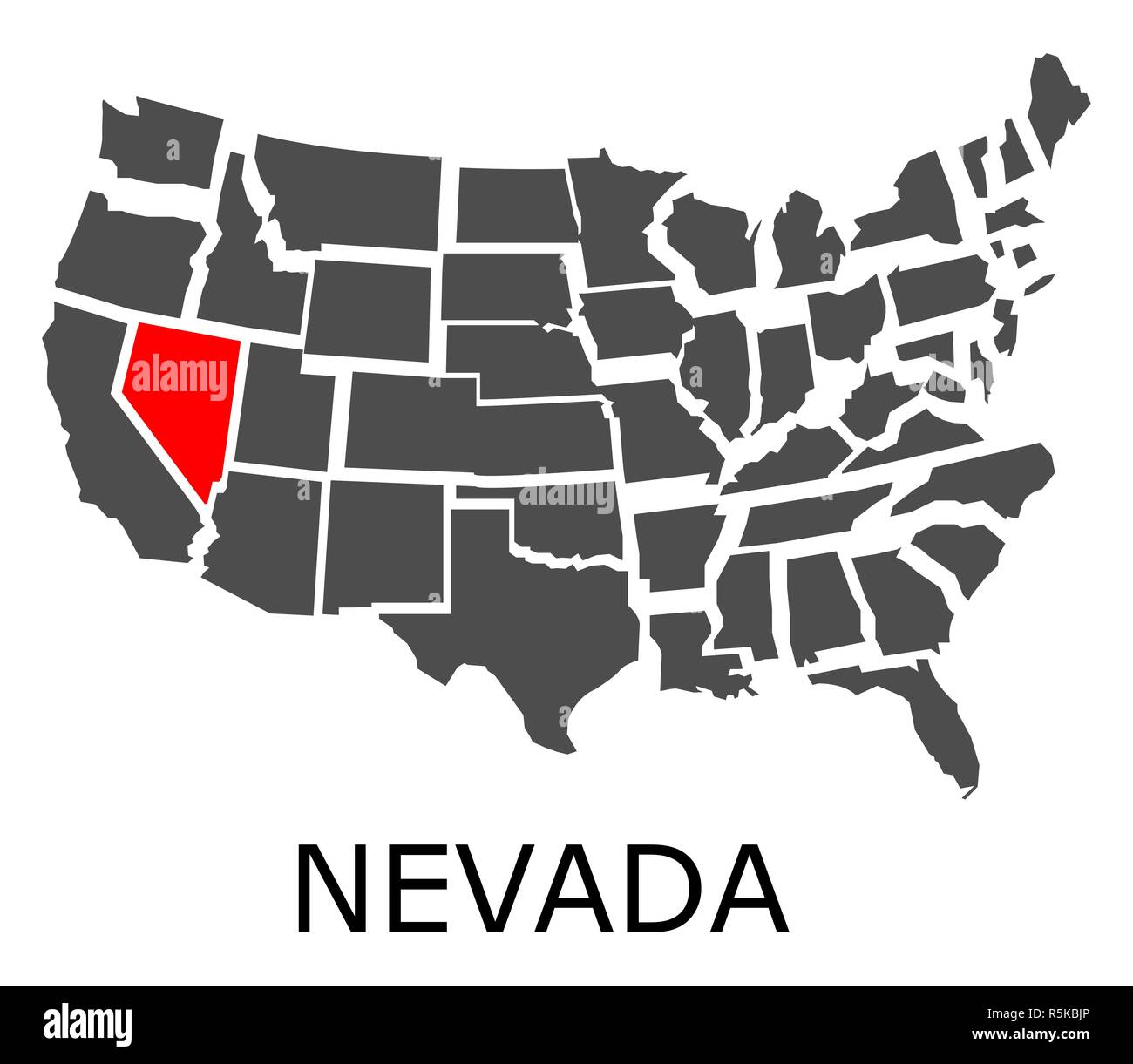 Nevada state on USA map Stock Photo - Alamy