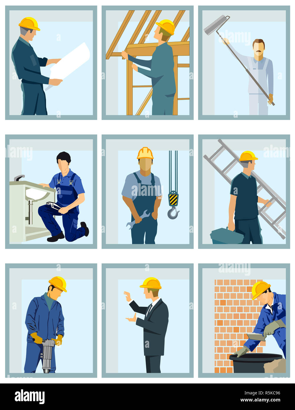 craftsmen working on the construction site Stock Photo - Alamy