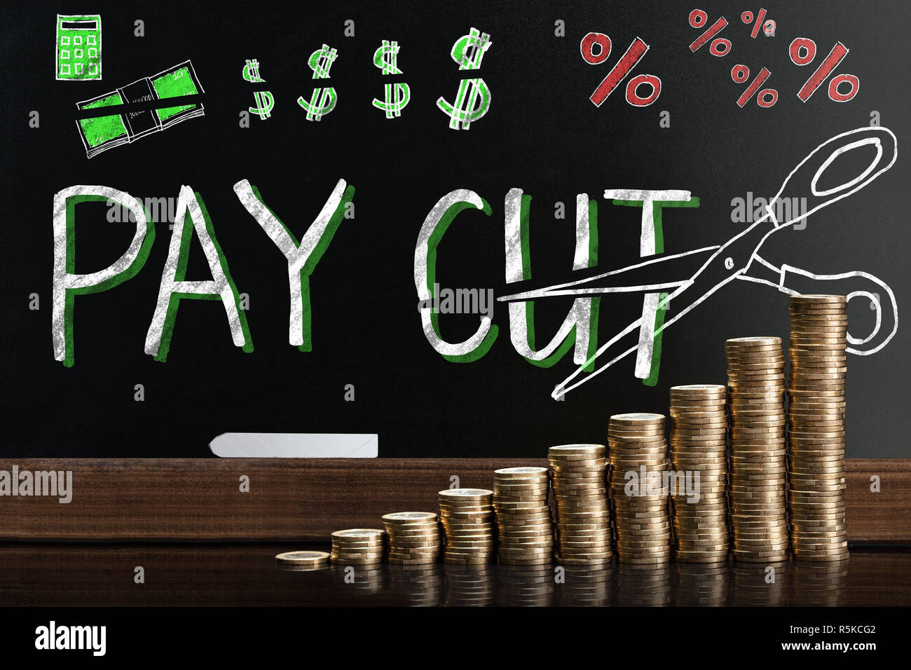 Salary Paycut In Notepad Stock Photo - Alamy