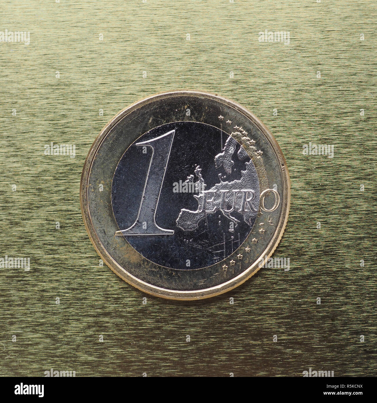 1 euro coin, European Union over gold background Stock Photo - Alamy