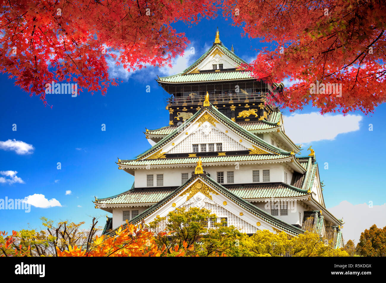 beautiful Osaka Castle in Osaka with nice background, Japan Stock Photo ...