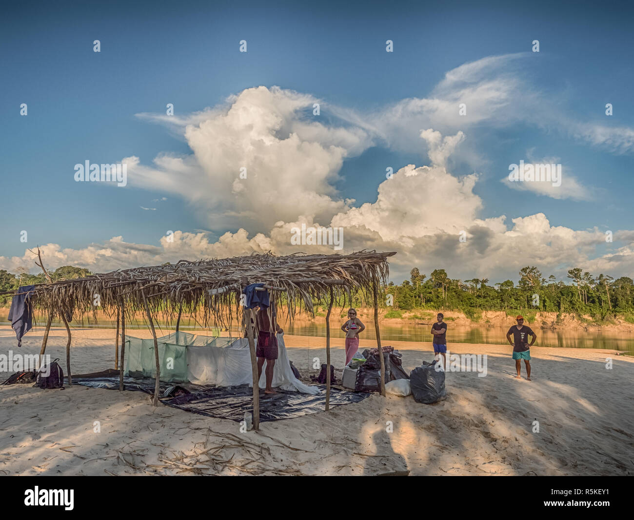 Tabatinga, Brazil - September 15, 2018: Camp on the sandy beach in ...