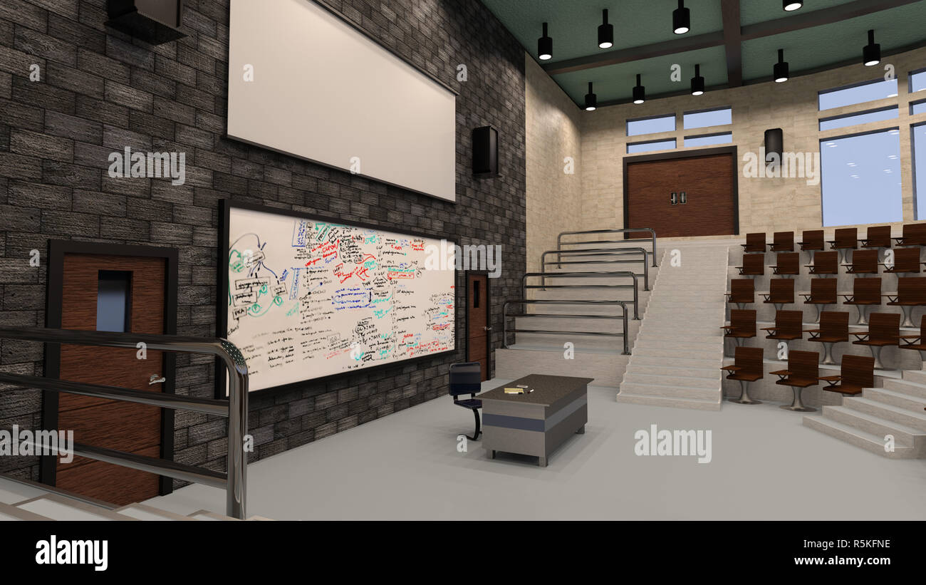 3D Rendering Lecture Hall Stock Photo - Alamy