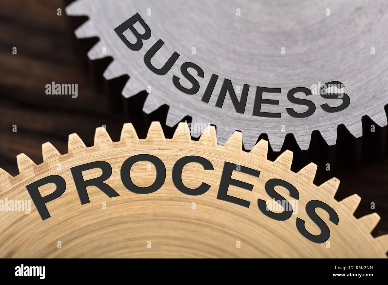 Business Process Concept On Interlocked Cogwheels Stock Photo - Alamy