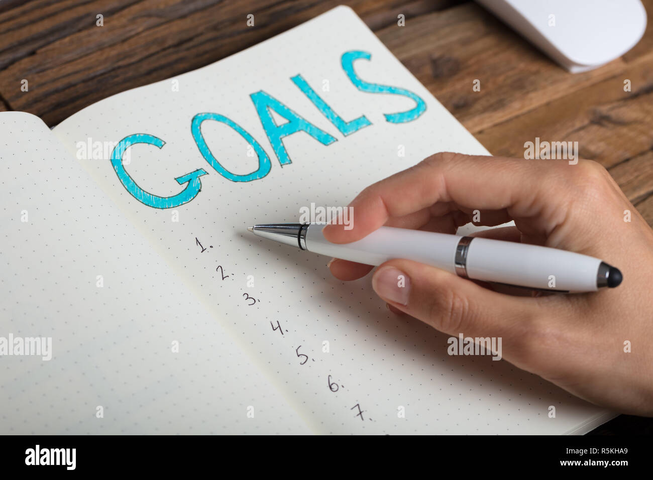 Businessperson's Hand Writing Goal Concept Stock Photo - Alamy