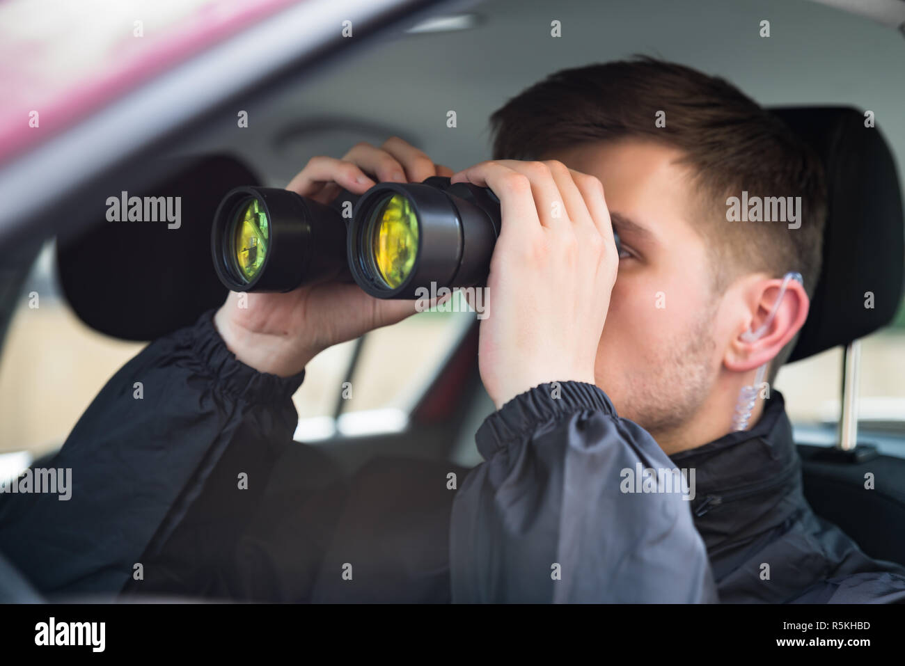 Close-up Of A Man Looking Through Binocular Stock Photo - Alamy