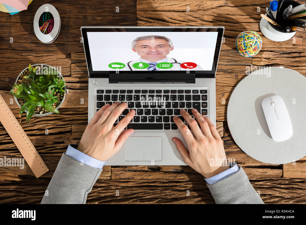 Top view male doctor using hi-res stock photography and images - Alamy