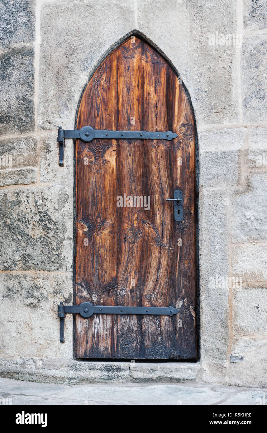 Wooden medieval castle doors Stock Photo - Alamy
