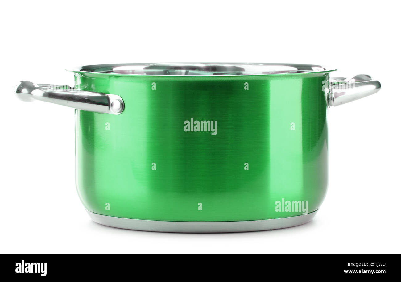 Empty steel pot isolated on white background Stock Photo - Alamy