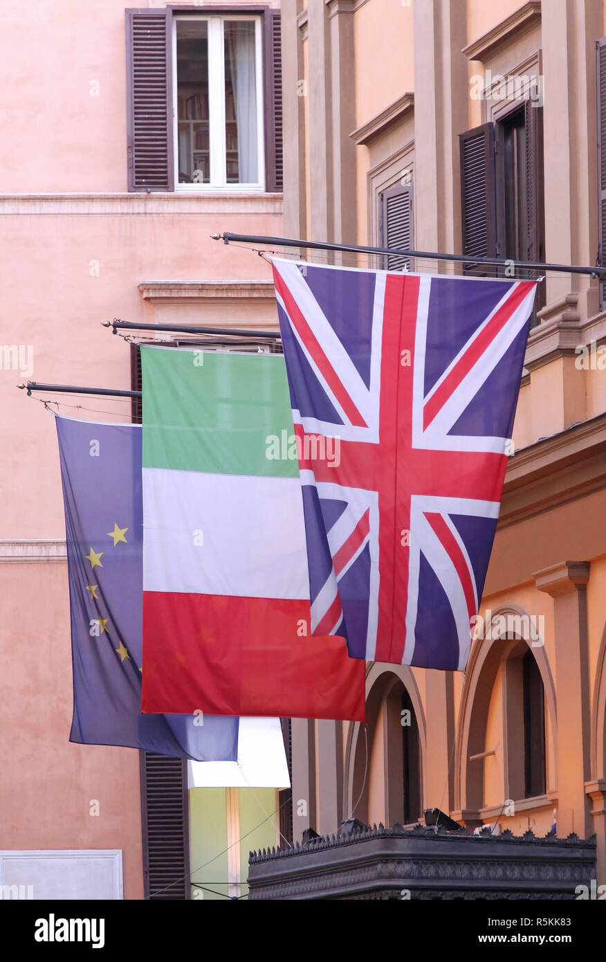 International flags on building Stock Photo - Alamy