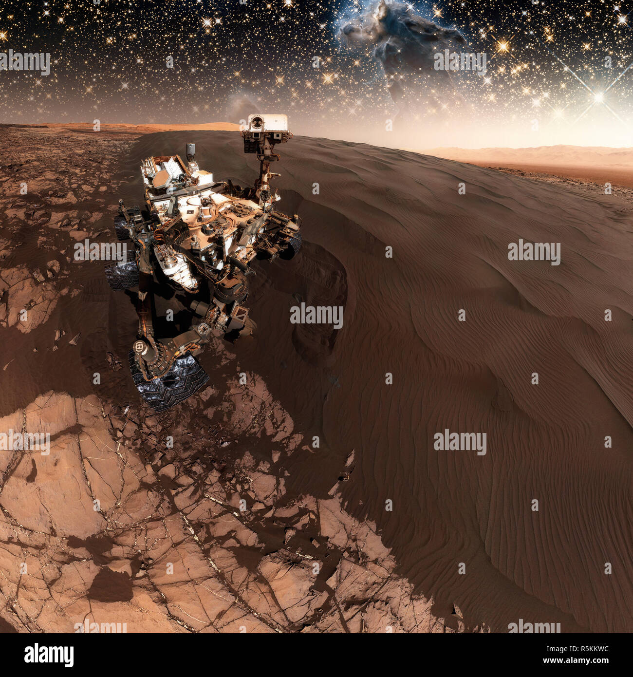 Curiosity rover exploring the surface of Mars Stock Photo - Alamy