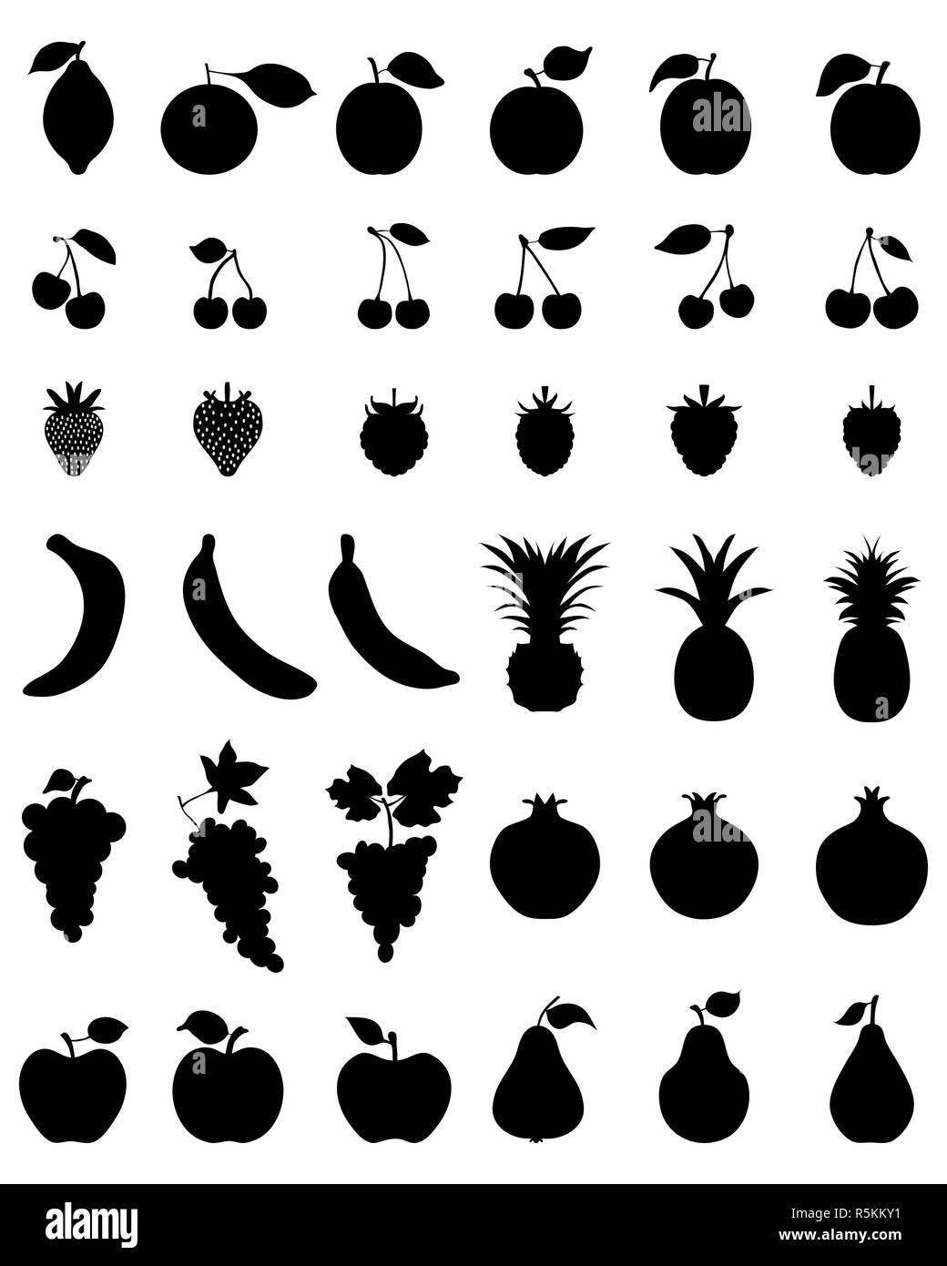 Fruit flat icon long Black and White Stock Photos & Images - Alamy