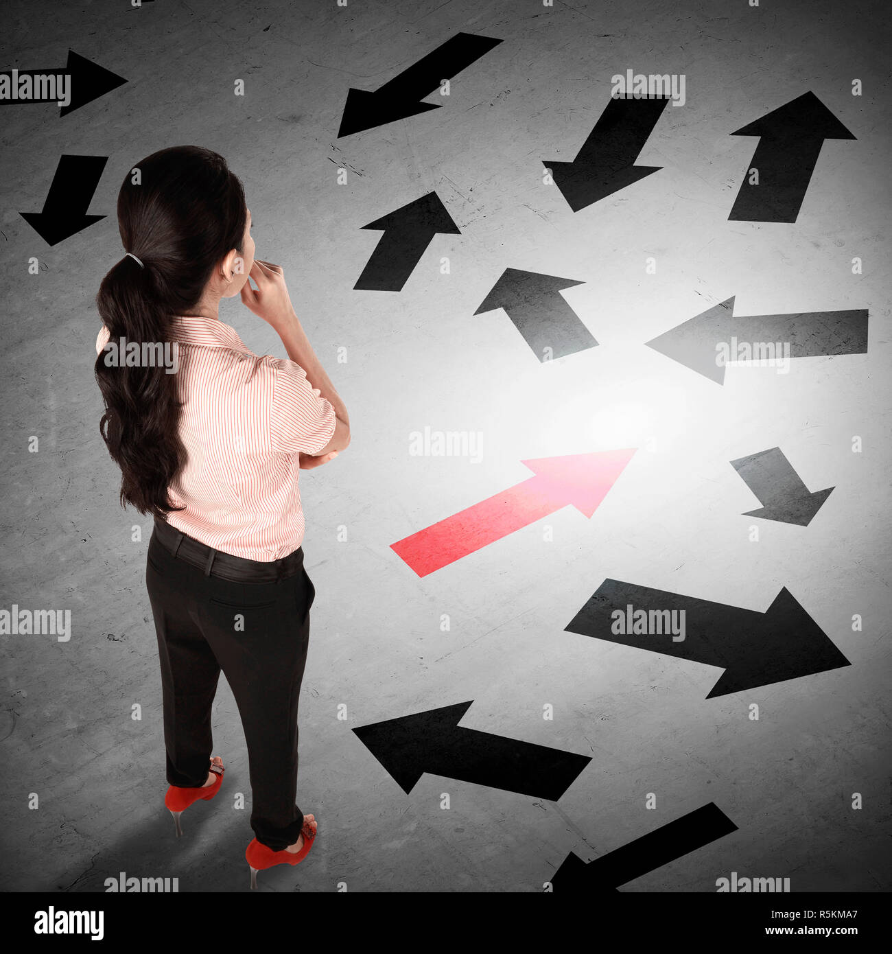 Business Woman Thinking About Choice Stock Photo - Alamy