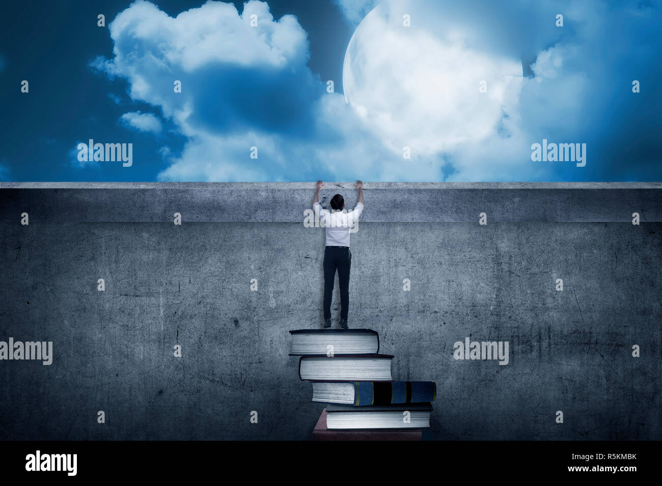Asian business man climbing book Stock Photo - Alamy