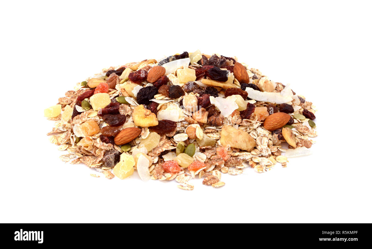 Muesli - mixed fruit and nuts with cereal flakes Stock Photo - Alamy