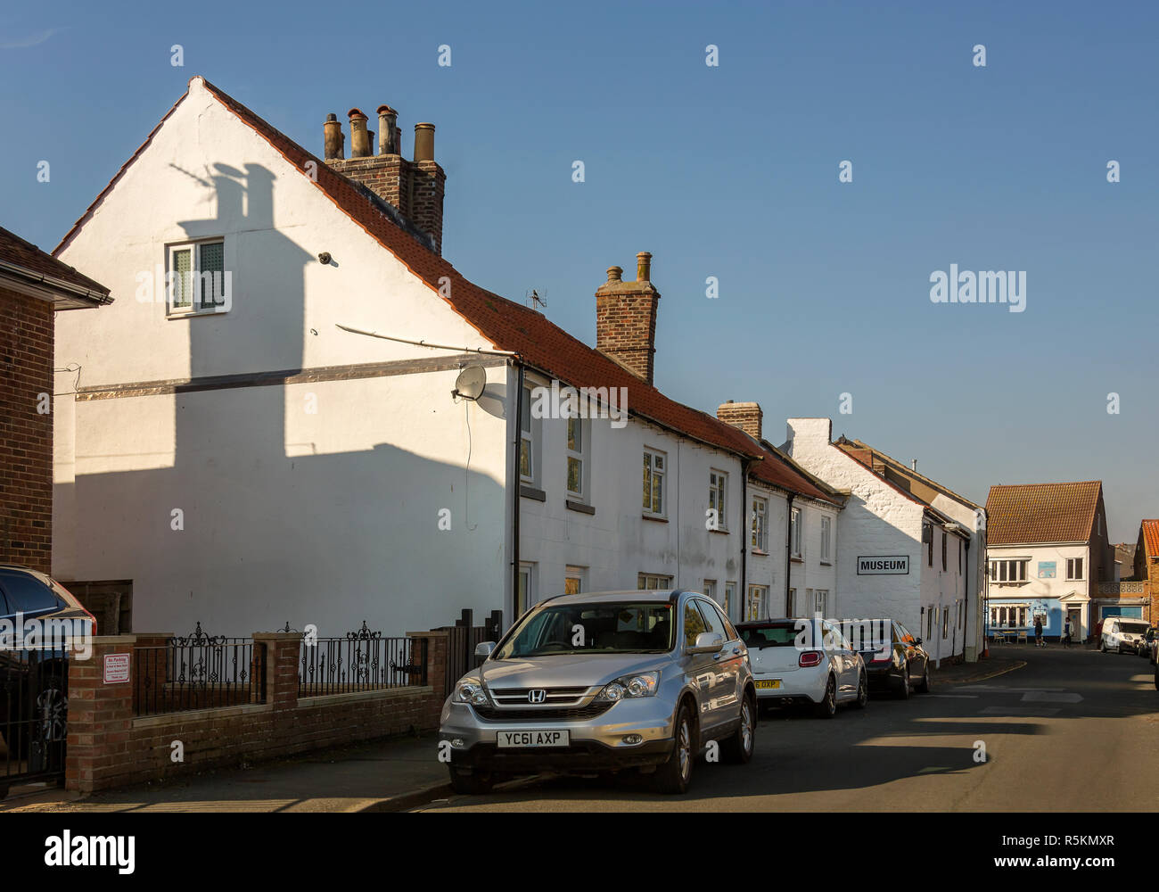 Old buildings in Filey, an old seaside town in North Yorkshire, England ...