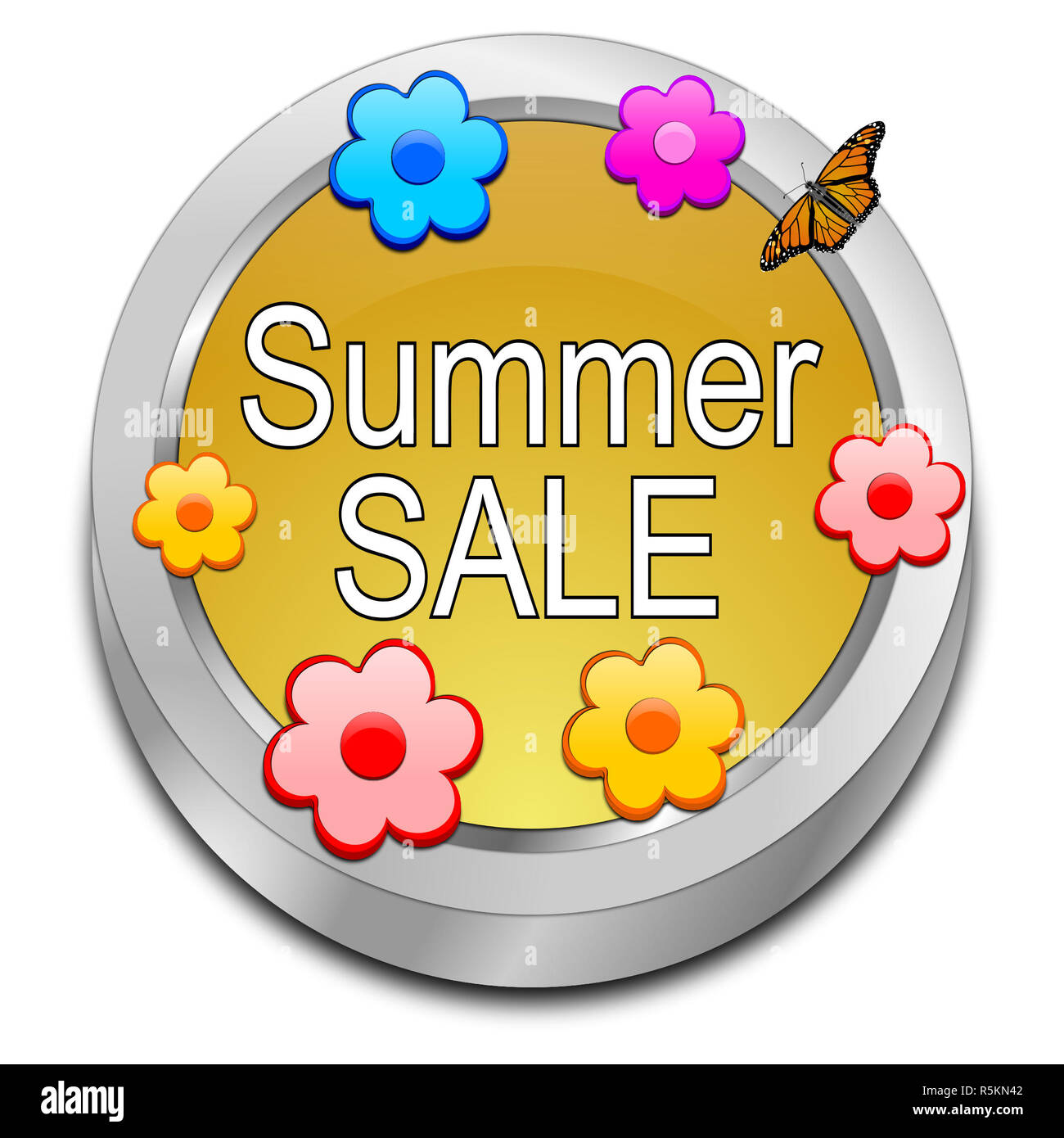 golden Summer Sale Button - 3D illustration Stock Photo - Alamy