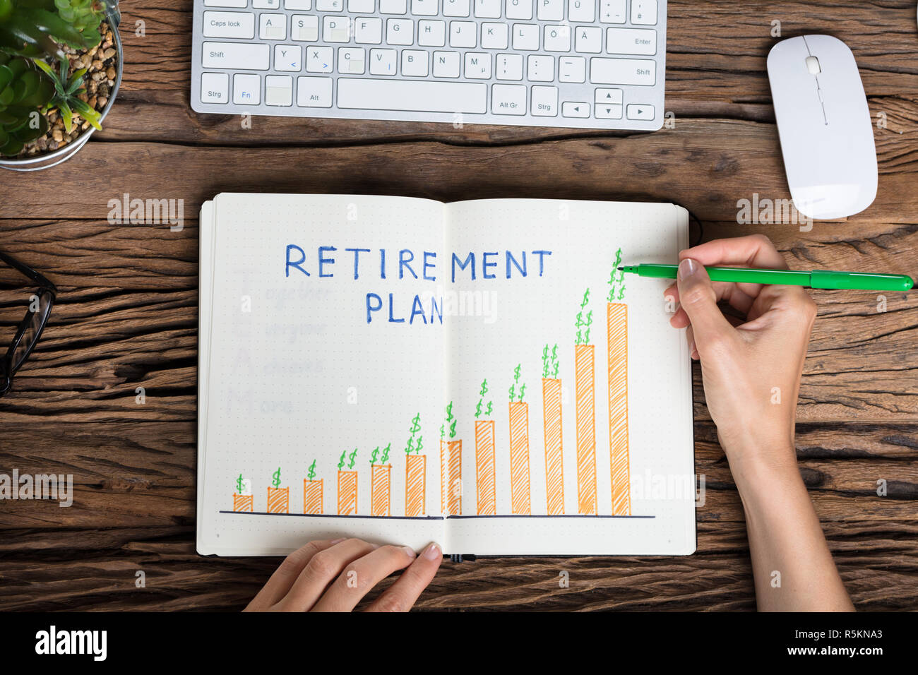 Human Hand Drawing Retirement Plan Growth Concept Stock Photo - Alamy