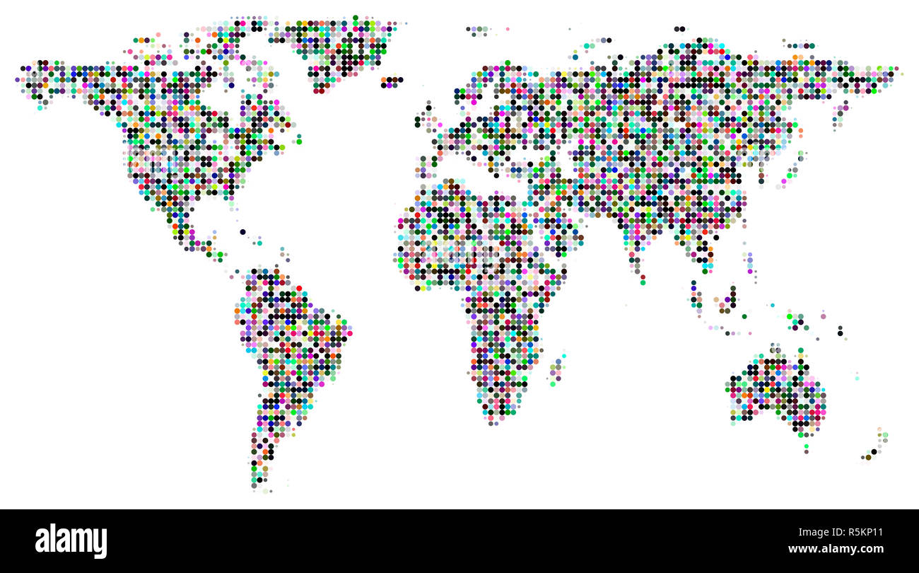 world map colorful raster white Stock Photo - Alamy