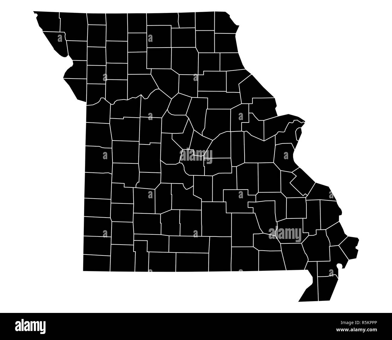 Black map state missouri Cut Out Stock Images & Pictures - Alamy