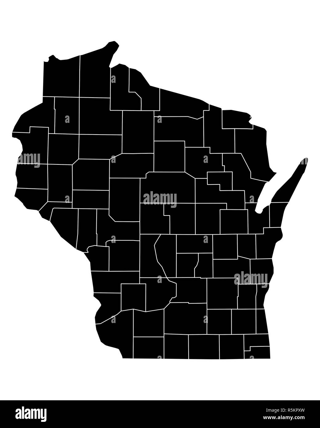 Wisconsin state usa map Black and White Stock Photos & Images - Alamy