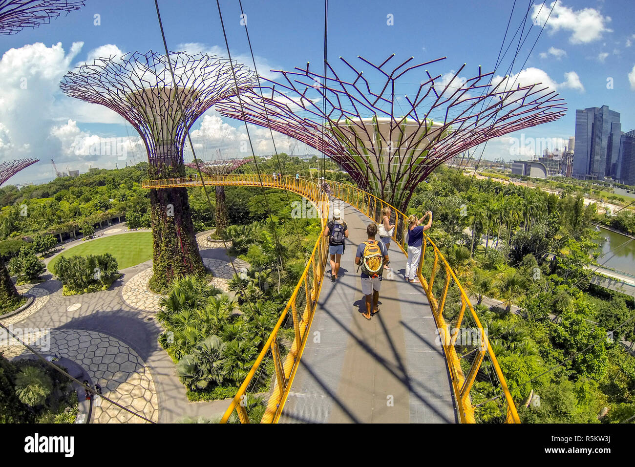Singapore, Marina Bay, Gardens by the Bay, visitors enjoying the ...