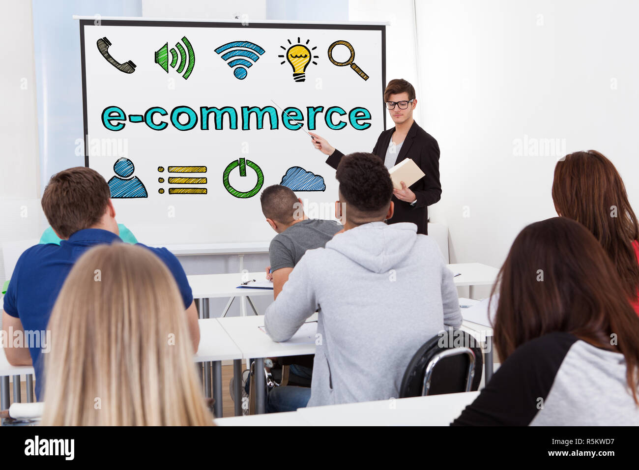 Teacher Teaching Graphs To College Students Stock Photo - Alamy